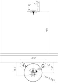 Sapho Sapho, TETRIS držák s umyvadlem na desku, stojanová baterie vpravo, černá mat, TZ427-01