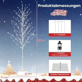 Costway Dekorační LED bříza 186 cm s teplým bílým světlem