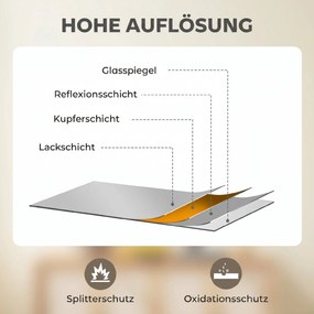 HOMCOM zrcadlo na stěnu 50 × 70 cm – obdélníkové dekorativní závěsné zrcadlo do ložnice, koupelny, obýváku a předsíně, šedý rám