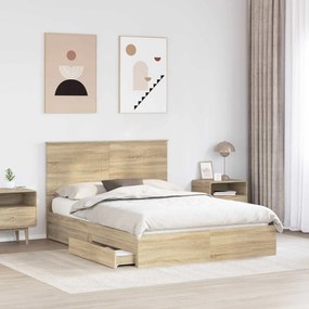 Postel s úložným prostorem se zásuvkou Sonoma dub 160 x 200 cm 3409533