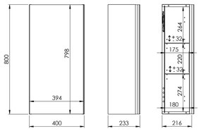 Elita Look, závěsná boční skříňka 40x21, 6x80 cm 1D, dub Canela, ELT-168570