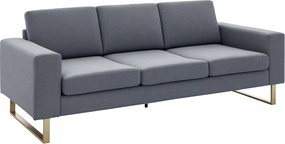 HOMCOM Třísedadlová pohovka - Textilní pohovka se třemi polštáři a opěrkami, vzhled lnu, pro ložnici 200 x 82 x 78 cm Tmavě šedá | Aosom