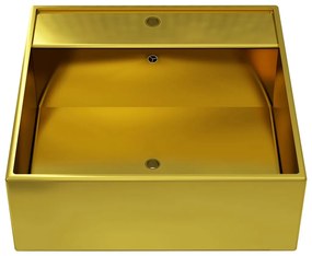 Umyvadlo s přepadem - keramika - zlaté | 41x41x15 cm