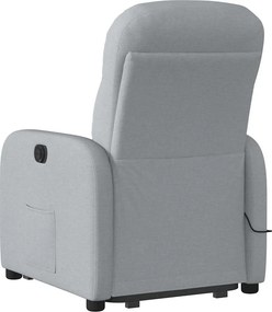 Zvedací masážní polohovací křeslo světle šedé textil 3302982