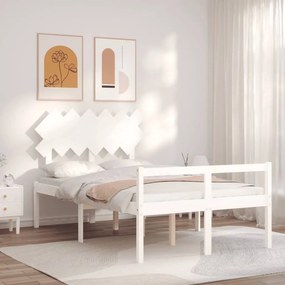 Postel s čelem pro seniory bílý 120x200 cm masivní dřevo 3195542