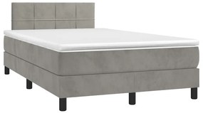 Box spring postel s matrací a LED světle šedá 120x190 cm samet 3270153