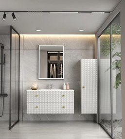 Erga Samira, LED zrcadlo 60x80cm v černém rámu, 2185 lm, 3 barvy světla, přední osvětlení, ERG-V01-SAMIRA-6080-BK