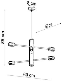 Sollux SL.0305 - Lustr na lanku DUOMO 6 6xE27/60W/230V černá