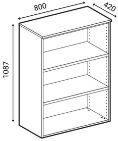 Kancelářská skříň se zasouvacími dveřmi PRIMO WOOD, 1087 x 800 x 420 mm, buk