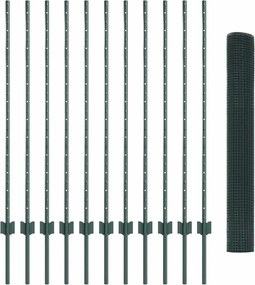 Svařovaná drátěná plotovina s tyčkami 25 x 1,2 m Zelená 3336485