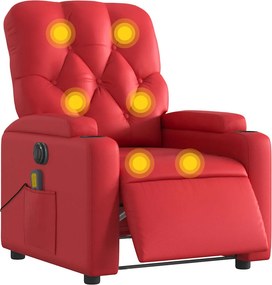 Elektrické masážní polohovací křeslo červené umělá kůže 3204770