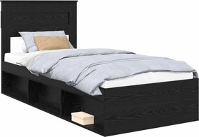 Rám postele s čelo Černá 100 x 200 cm Masivní borové dřevo 3409792
