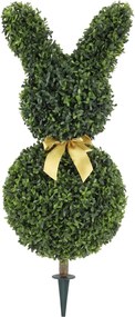 HOMCOM umělý buxus ve tvaru králíka, 83 cm – umělá rostlina s kolíkem do obýváku, ložnice, kanceláře a zahrady | Aosom