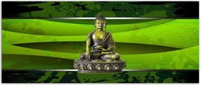 Obraz na plátně Panorama Buddha v zeleném provedení 120x40