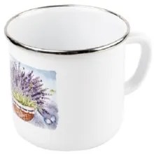 Hrnek smaltovaný Lavanda 9cm 550ml - bílý