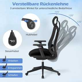 Costway Ergonomická kancelářská židle s nastavitelnou bederní opěrkou a hlavovou