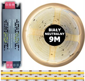 Set 9M Led pásek Cob 480 diod 4000K neutrální bílá 24V 10W napájecí zdroj