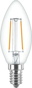 LED žárovka E14 Philips Classic Filament B35 2W (25W) teplá bílá (2700K), svíčka