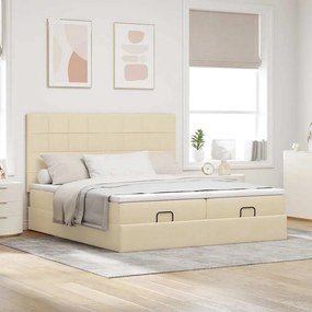 Osmanský rám postele s matrací krémová 180x200cm textil 3313697