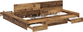 Rám postele s úložným prostorem s čelo Staré dřevo 200 x 200 cm 3335267