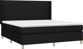 Box spring postel s matrací a LED černá 180x200 cm textil 3139055