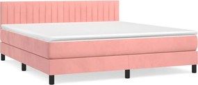 Box spring postel s matrací růžová 160x200 cm samet 3141436
