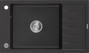 Mexen Elias - dřez granitový 79,5x48,0cm, 1-komorový, černá-stříbrná, 6511791005-73