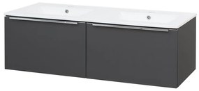 Mereo Mereo, Mailo, koupelnová skříňka s keramickým umyvadlem 121 cm, bílá, dub, antracit, CN538