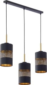 LED Lustr na lanku BOGART 3xE27/15W/230V černá/zlatá
