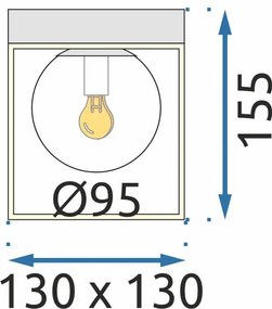 Toolight, stropní svítidlo 13x13x15 cm 1xE27 APP1166-1C, černá-zlatá, OSW-14019