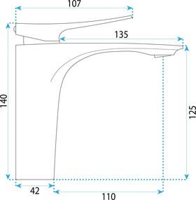 Rea Vision Premium, umyvadlová baterie h-140, zlatá matná, REA-B6342