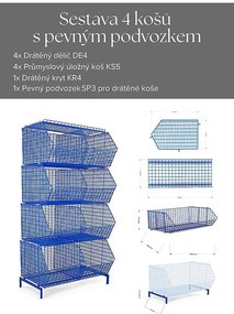 FEROPLAST spol. s.r.o Průmyslový úložný koš KS5, kompletní set 4 košů na pevných nohách