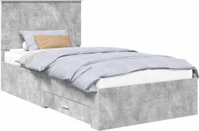 Rám postele s čelo Betonově šedá 100 x 200 cm Kompozitní dřevo 3411344