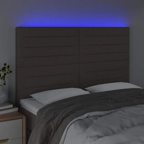 Čelo postele s LED taupe 144x5x118/128 cm textil 3122566