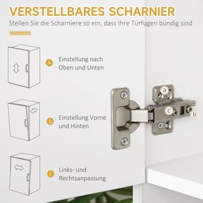 HOMCOM Moderní kuchyňský bufetový kabinet s vícero úložnými prostory, 6 dveří, 1 šuplík + velká pracovní deska, rozměry 101L x 39W x 180H cm v bílé a…