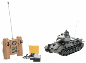 Teddies Tank RC T-34/85 se zvukem a světlem, 33cm, na baterie + dobíjecí pack 27 MHz