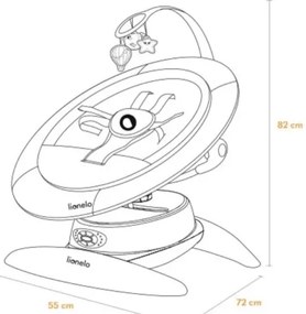 Lionelo - Dětské houpátko s melodií MELL Beige Sand 4xAA + dálkové ovládání