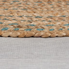 Flair Rugs koberce Kusový koberec Capri Jute Natural/Blue kruh - 133x133 (průměr) kruh cm