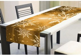 Vánoční ubrus - běhoun na stůl TS V01 zlaté sněhové vločky / ubrusy - běhouny na stůl 40 x 140 cm Dimex