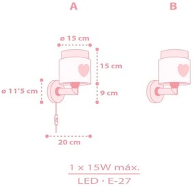 Dalber 76019S - Dětské nástěnné svítidlo BABY DREAMS 1xE27/15W/230V růžová