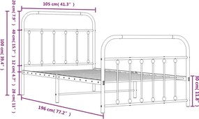 vidaXL Kovový rám postele s hlavovým a nožním čelem 100 x 190 cm [352639] Barva: Bílá