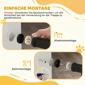 PawHut Bezpečnostní branka do dveří Bariérová branka Bezpečnostní branka pro domácí zvířata Schodišťová branka bez vrtání Kov Plast Černá 136,3 cm x …