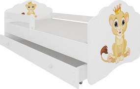 ADRK Furniture Postel s matrací, zábranou a šuplíkem CASIMO LION 140x70