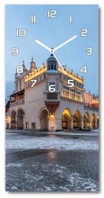 Wallmuralia Nástěnné skleněné hodiny Krakov Polsko 30x60 cm