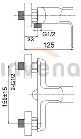 Invena Nyks, nástěnná vanová baterie bez sprchové sady, chrom lesklý, INV-BW-28-001-S