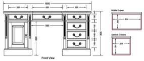 Massive home | Psací stůl Windsor 160 cm zelená kůže masiv mahagon