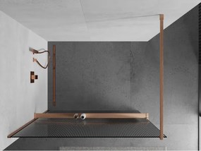 Mexen Kioto+, sprchová zástěna Walk-In s poličkou a věšákem 100 x 200 cm, 8mm sklo s žebrovým vzorem, měděný matný profil, 800-100-121-65-09