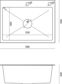 Kuchyňský nerezový dřez QUADRON LUKE 110 černý metalický s příslušenstvím 58x45x20 cm