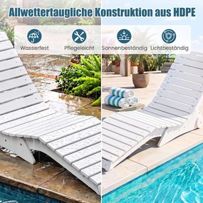 Costway Lehátko z HDPE Ergonomické zahradní lehátko ve tvaru S Plážové lehátko
