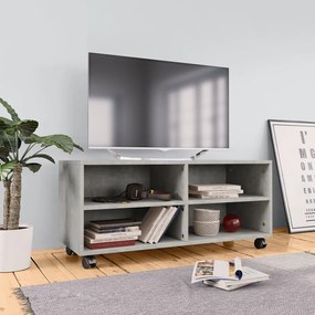 TV stolek s kolečky betonově šedý 90x35x35 cm kompozitní dřevo